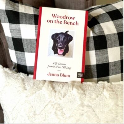 Jenna Blum on Woodrow on the Bench - She Reads