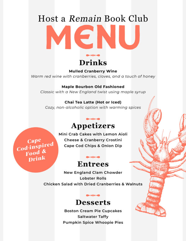 Remain Book Club: Food & Drinks Menu - She Reads